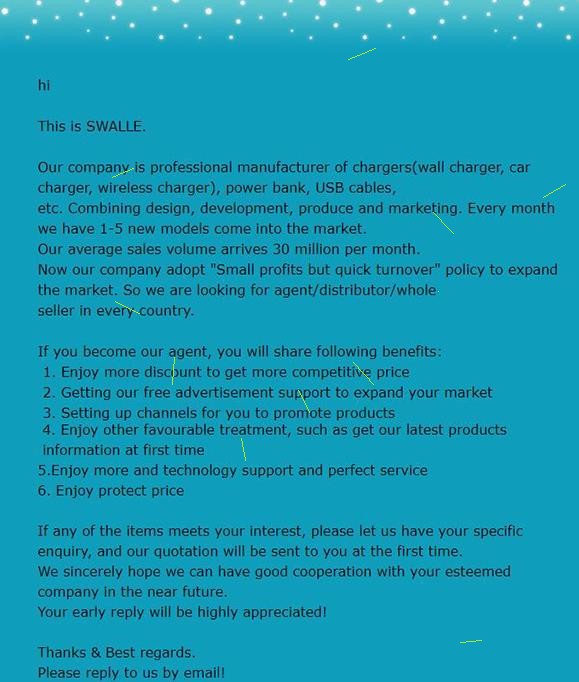 looking for agent/distributor/whole seller in every country. ︸∈ ... looking for agent/distributor/whole seller in every country. ︸∈ ...